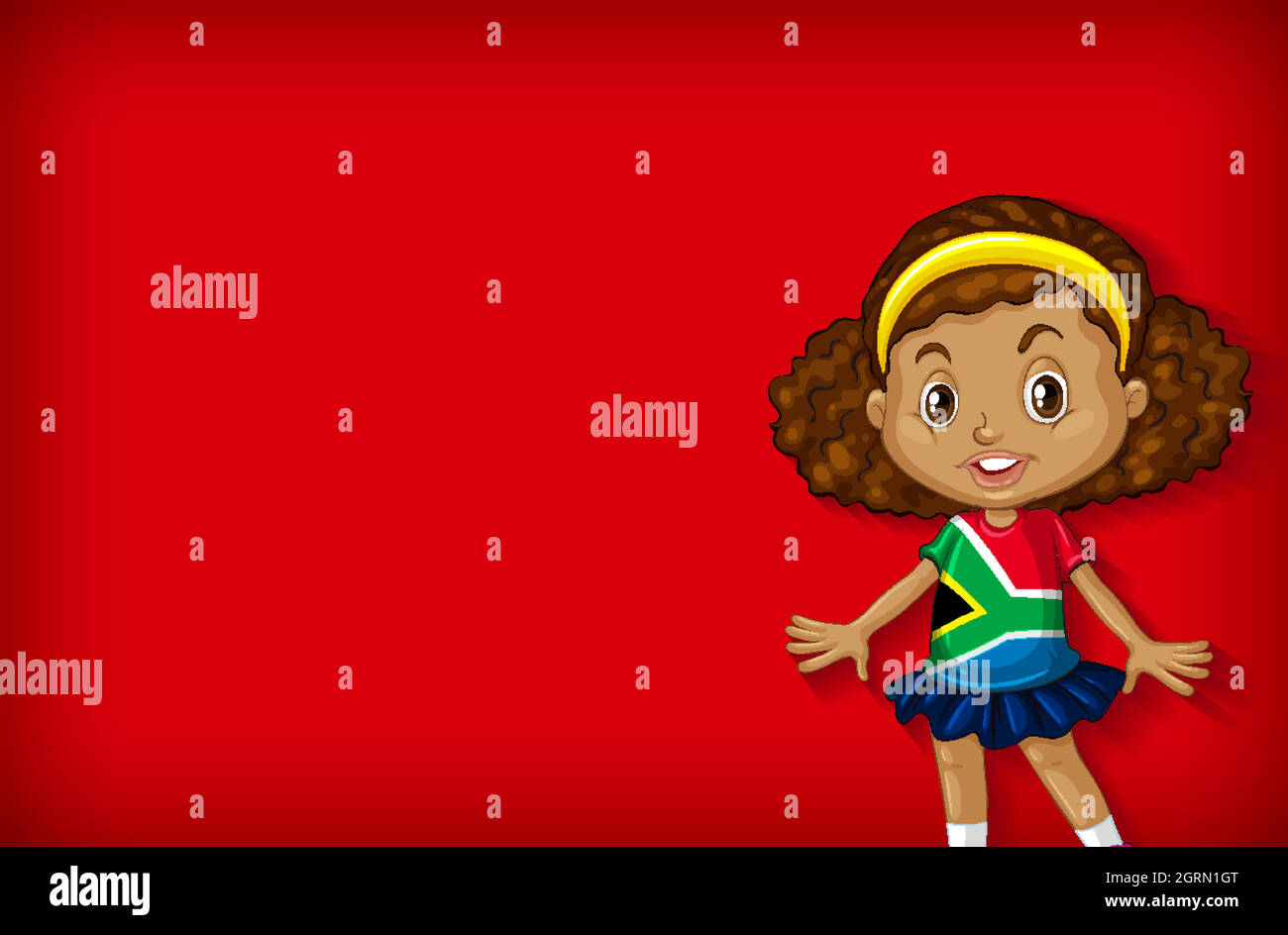 Background template design with plain color wall and happy girl Stock ...