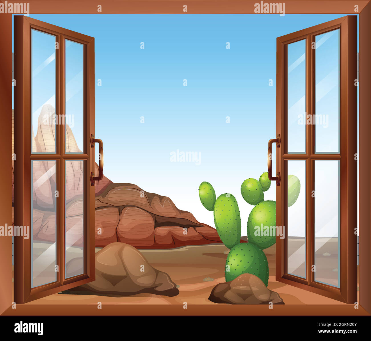A window with a cactus Stock Vector Image & Art - Alamy