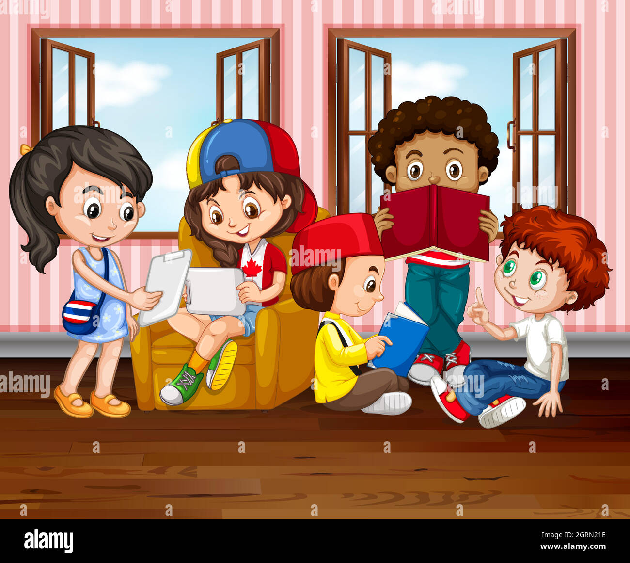 Reading by the window Stock Vector Images - Alamy