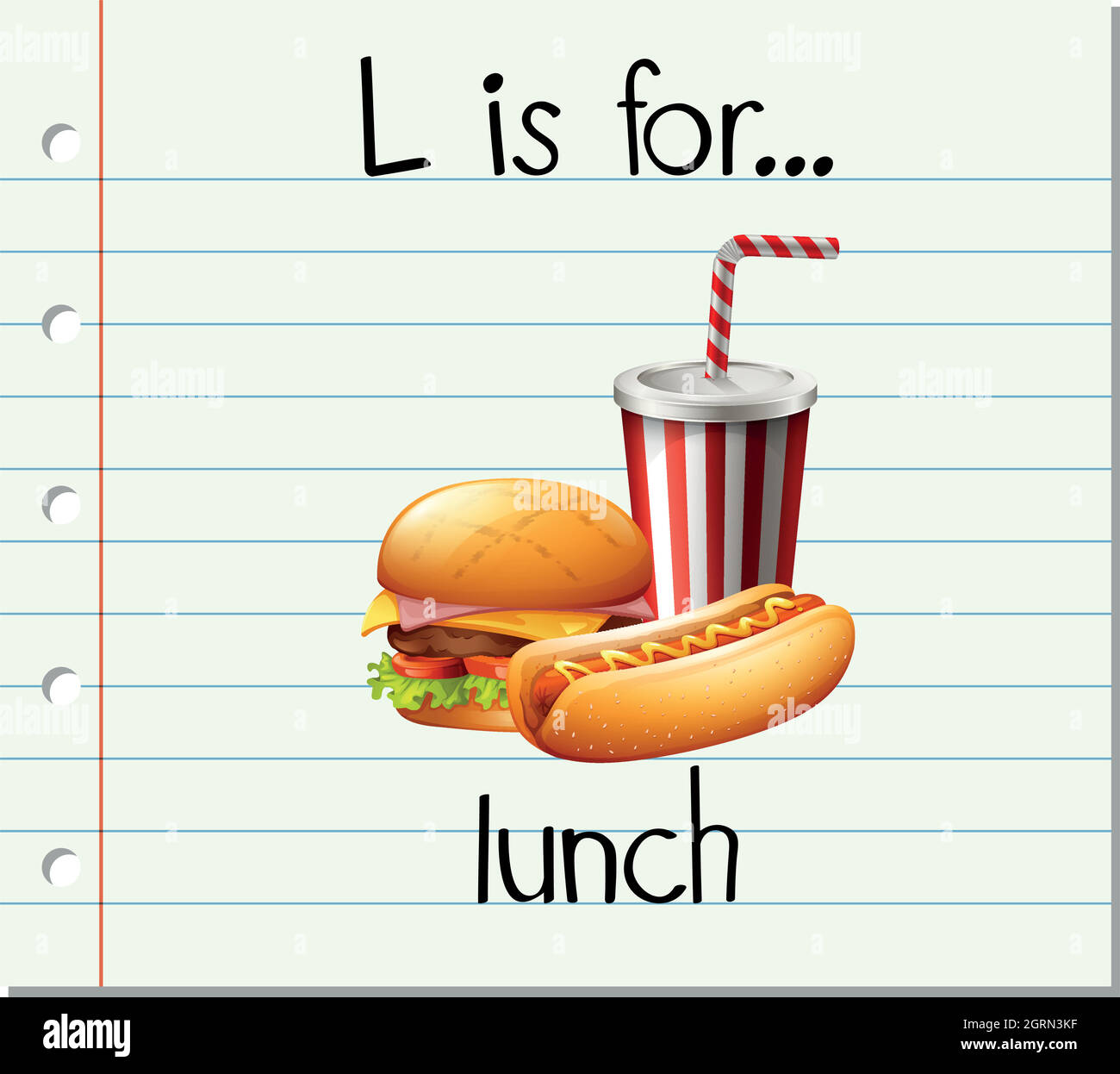 Flashcard letter L is for lunch Stock Vector Image & Art - Alamy