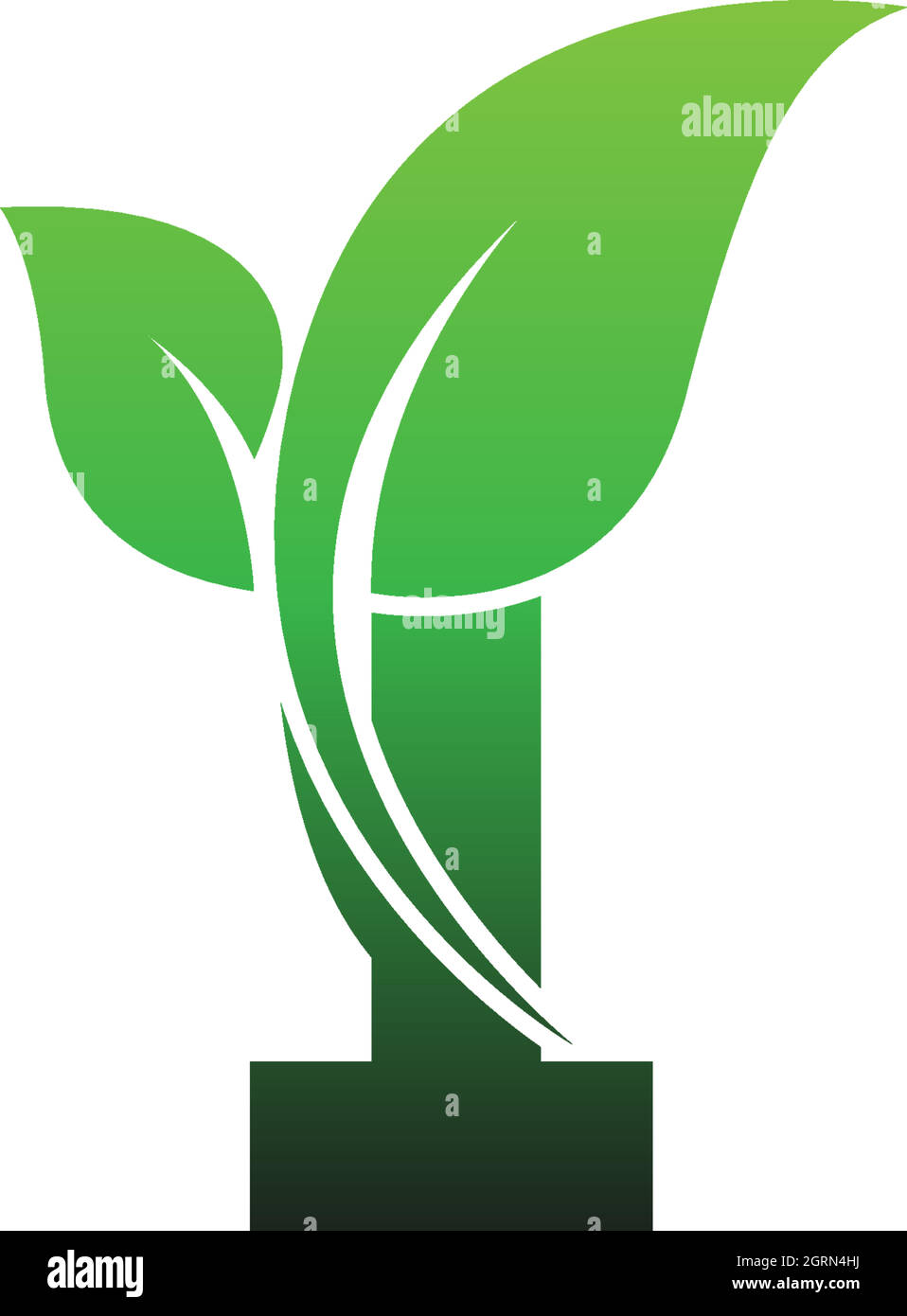 Letter I with green leafs icon logo design template illustration Stock ...
