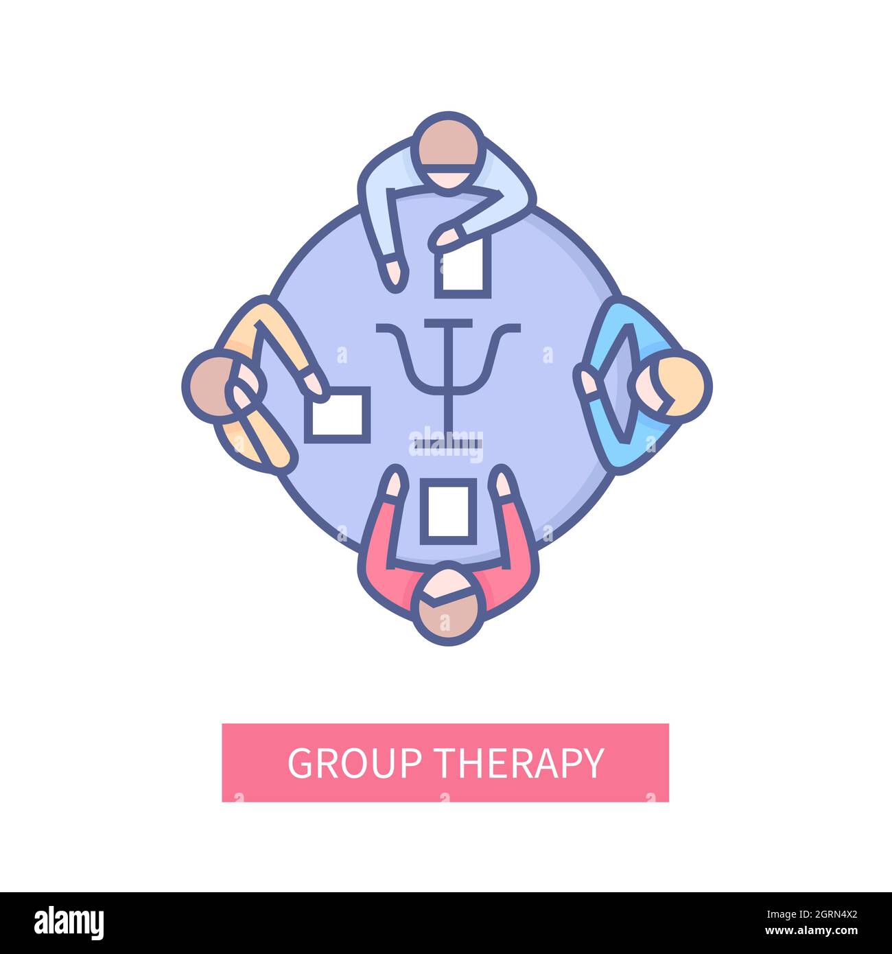 Group therapy - modern line design style icon on white background. Neat ...