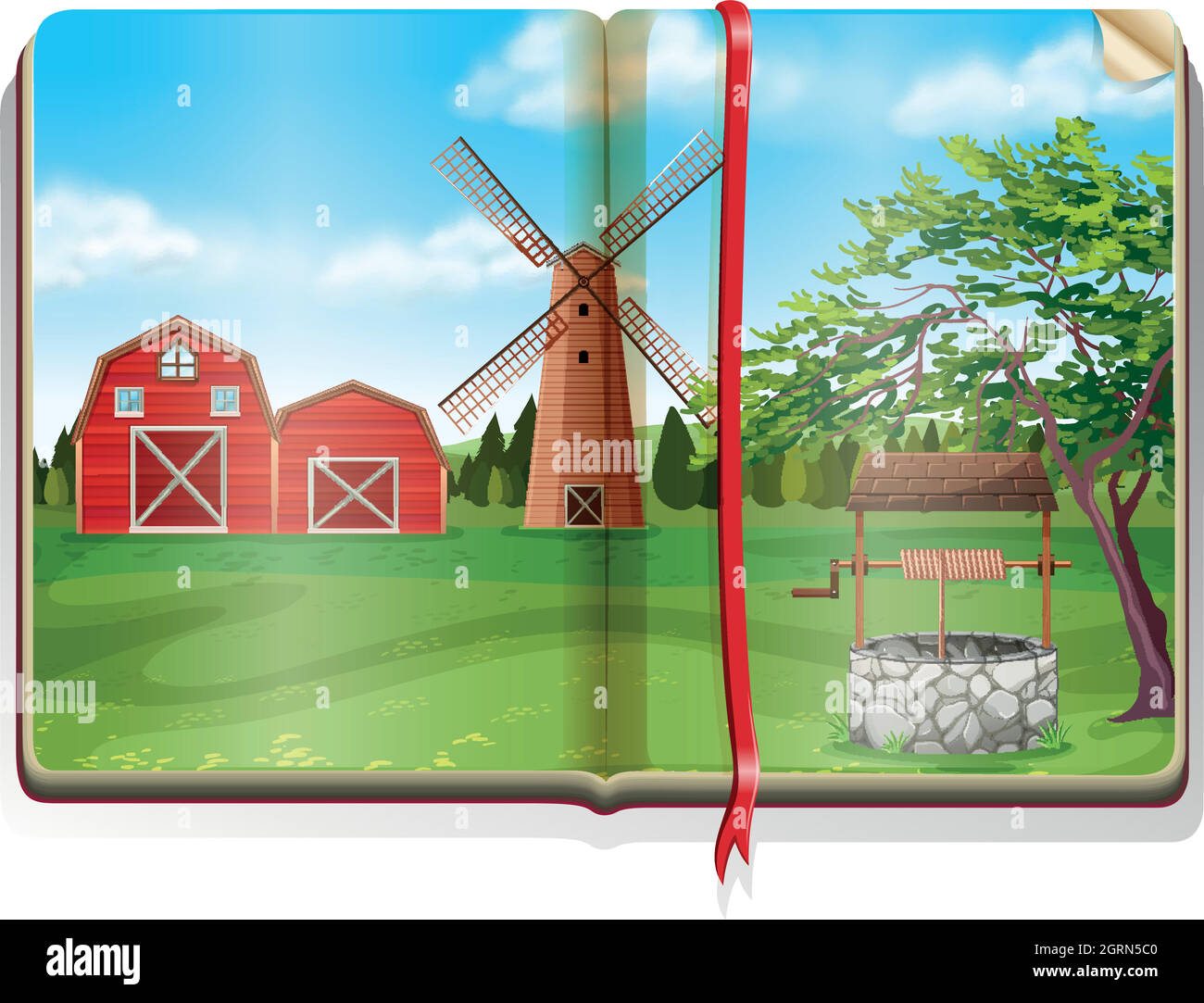 Windmill on farm field Stock Vector Images - Alamy