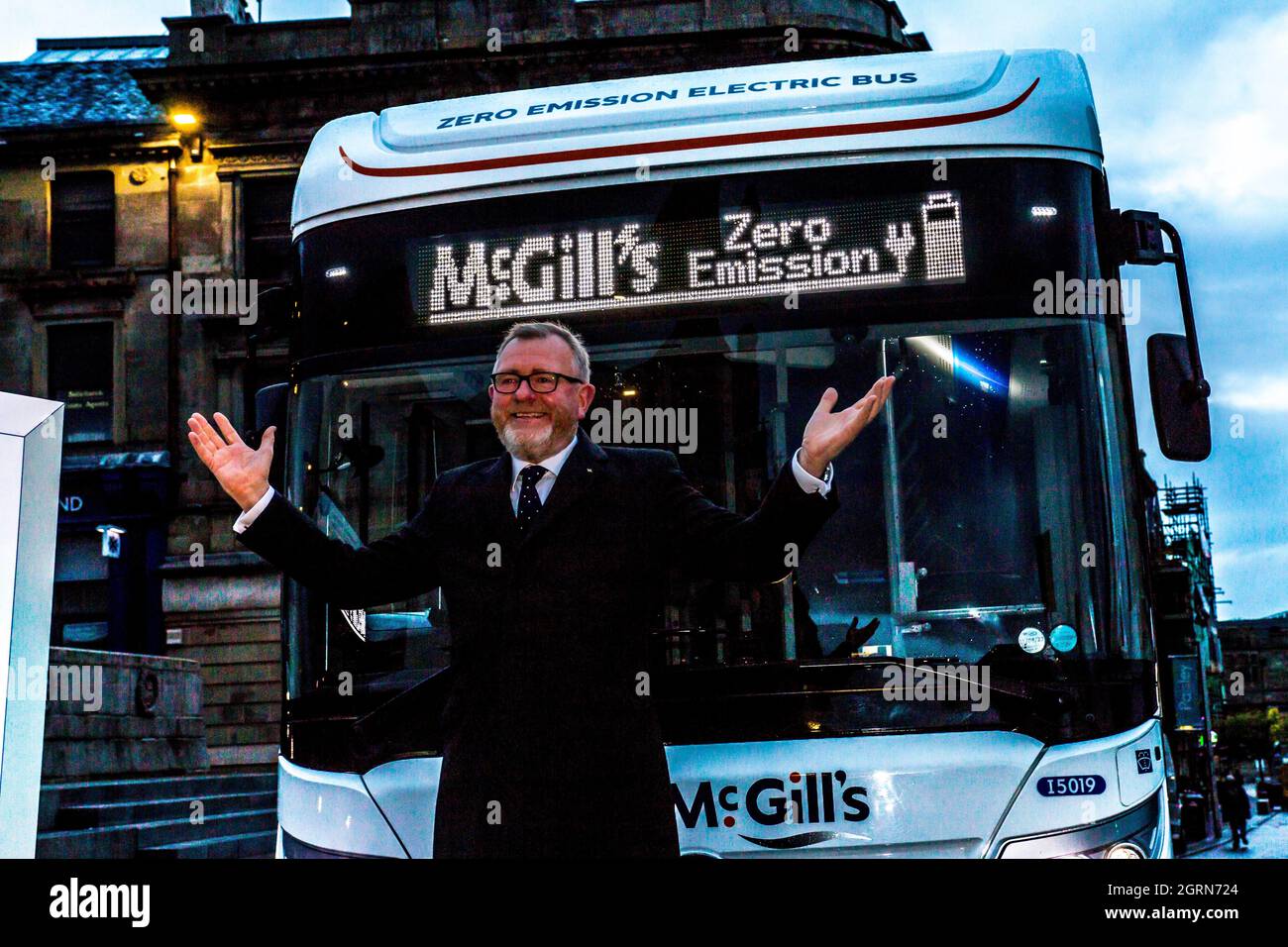 McGill`s & Scottish Government Electric Bus Sept 30th 2021 Launch Stock ...