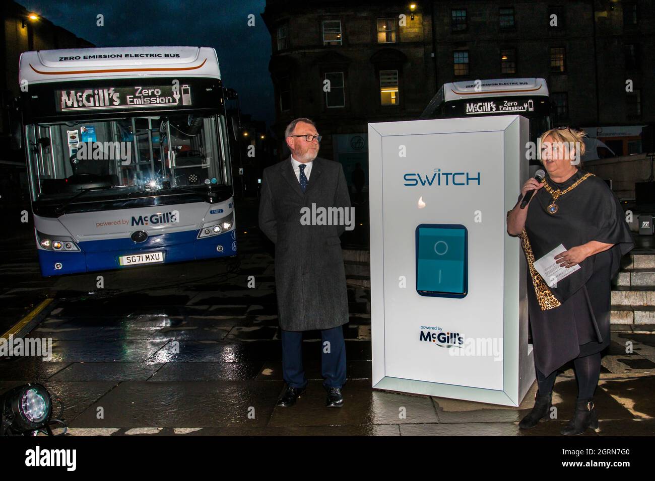 McGill`s & Scottish Government Electric Bus Sept 30th 2021 Launch Stock ...