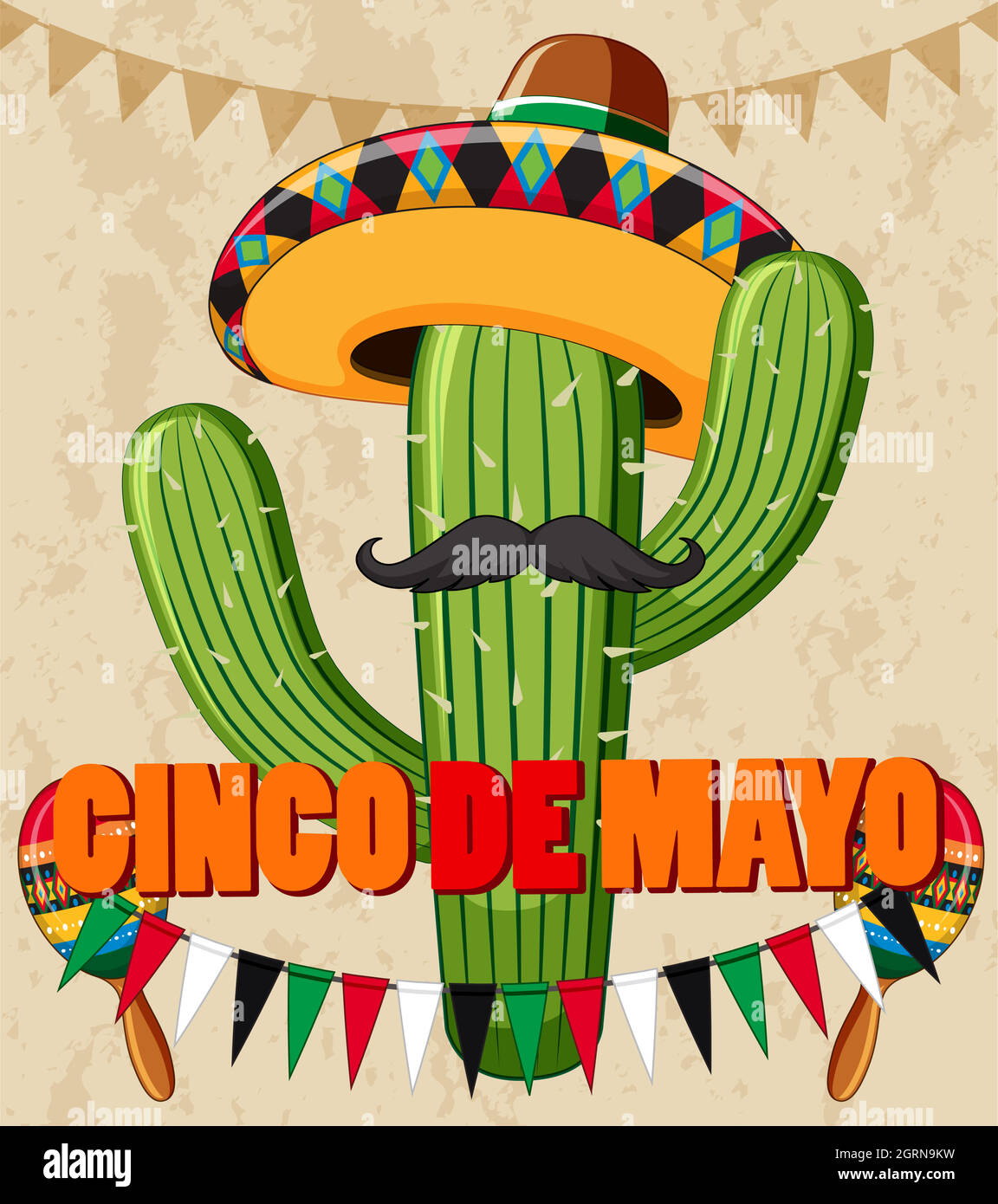 Cinco de Mayo poster design with cactus with hat Stock Vector Image ...