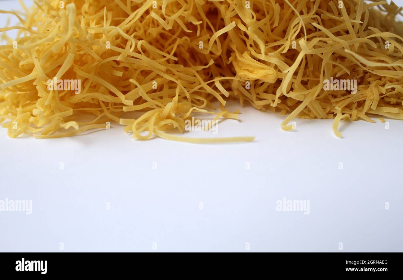 Homemade noodles on white background Stock Photo - Alamy