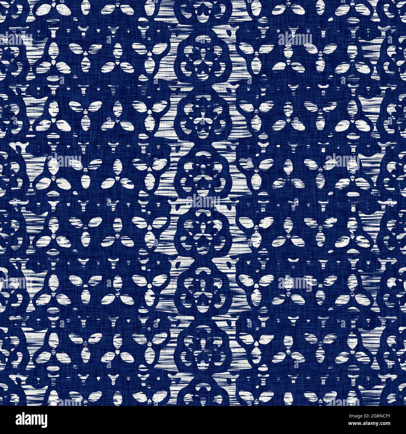 Indigo dyed fabric flower pattern texture. Seamless textile fashion ...