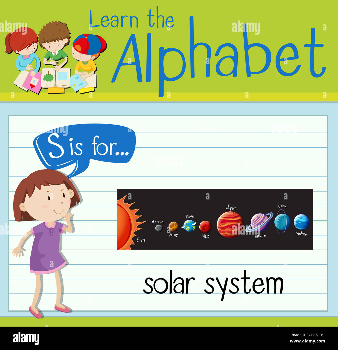 Flashcard letter S is for solar system Stock Vector Image & Art - Alamy