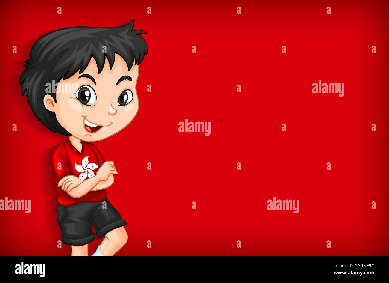 Background template design with plain color wall and happy boy Stock ...