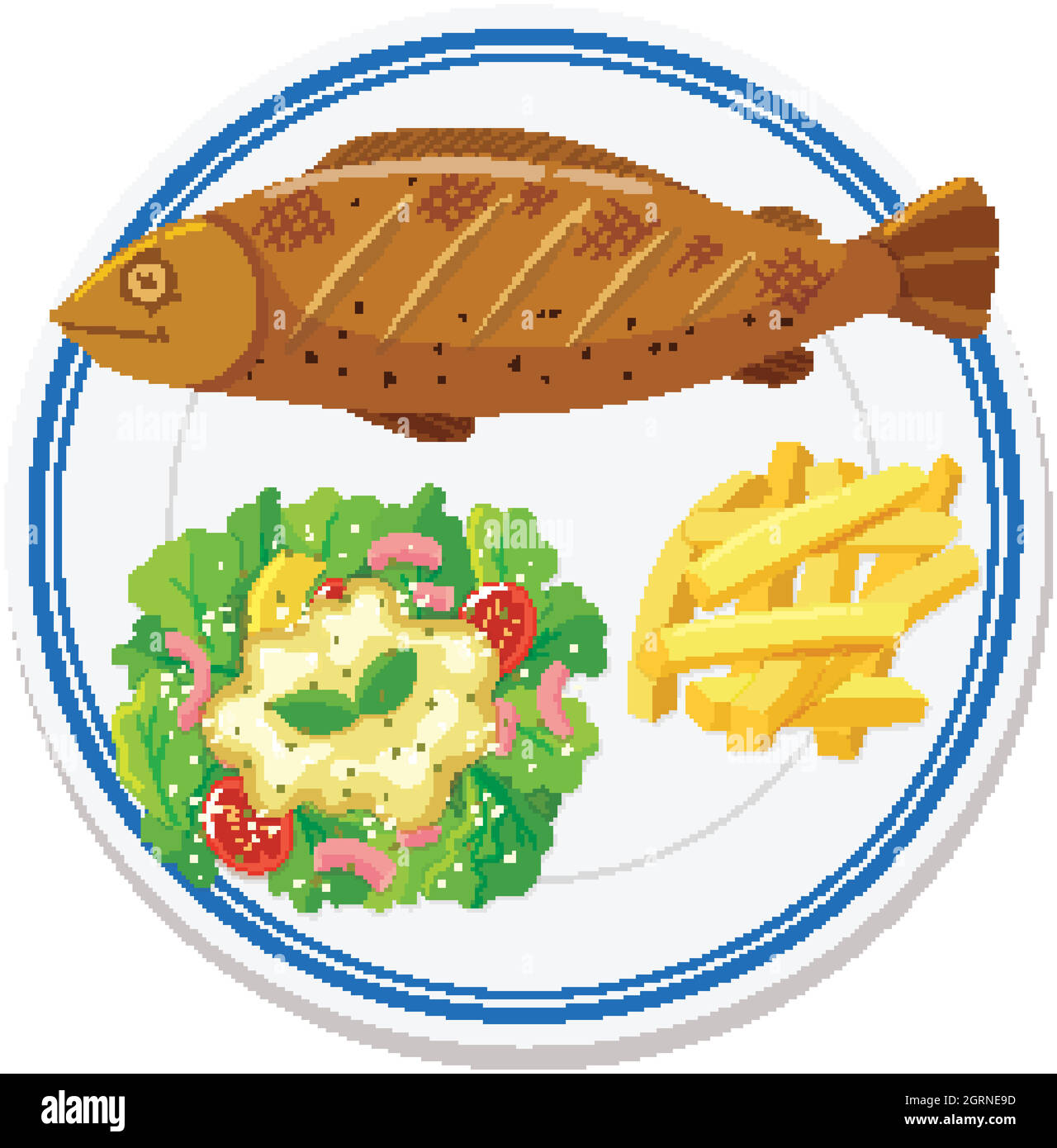 Plate of fish Stock Vector Images - Alamy