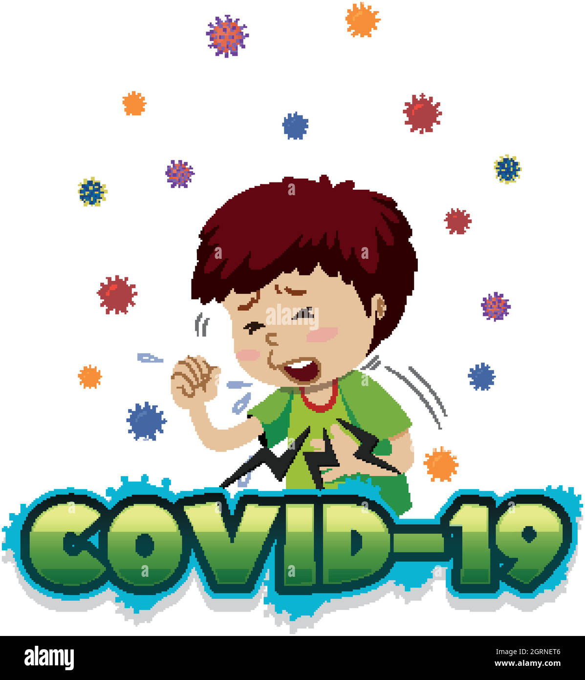 Poster design for coronavirus theme with boy coughing Stock Vector ...