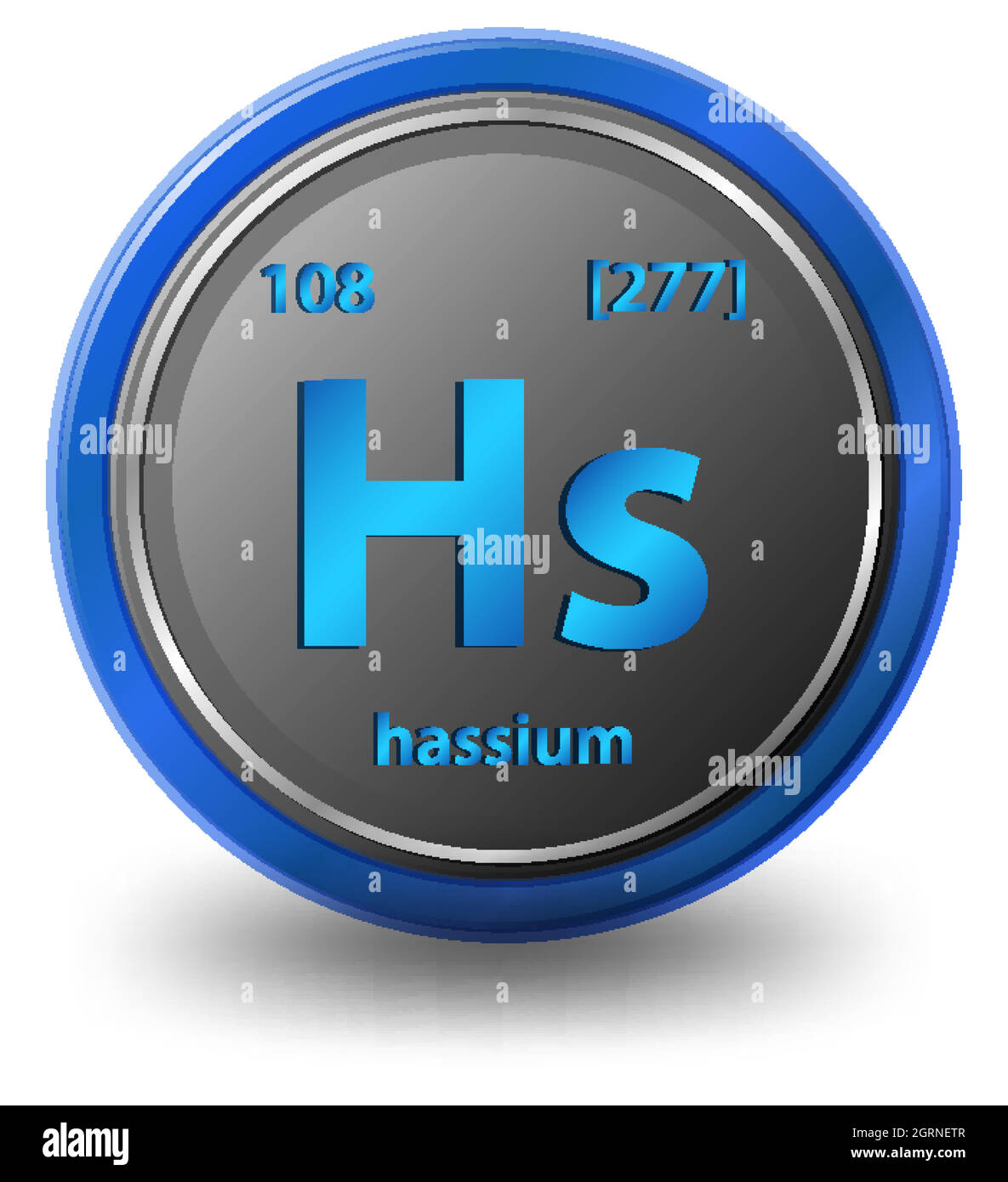 Hassium chemical element. Chemical symbol with atomic number and atomic ...