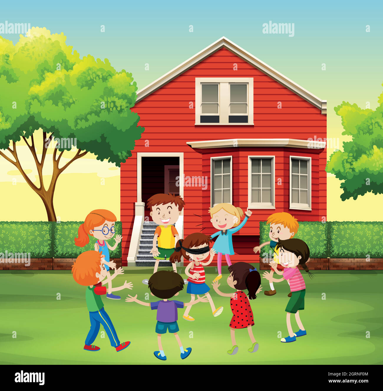 Children playing game in the yard Stock Vector Image & Art - Alamy