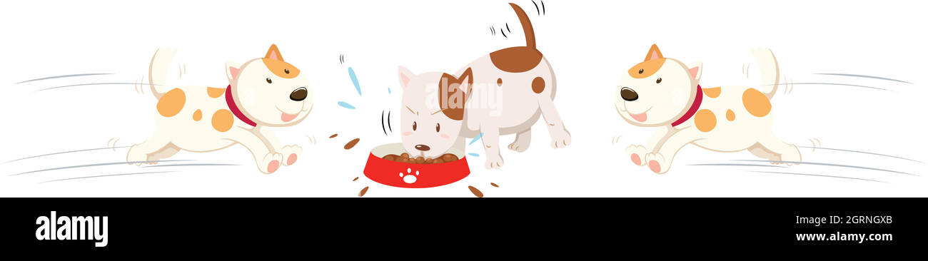 Dogs eating and running around Stock Vector Image & Art - Alamy