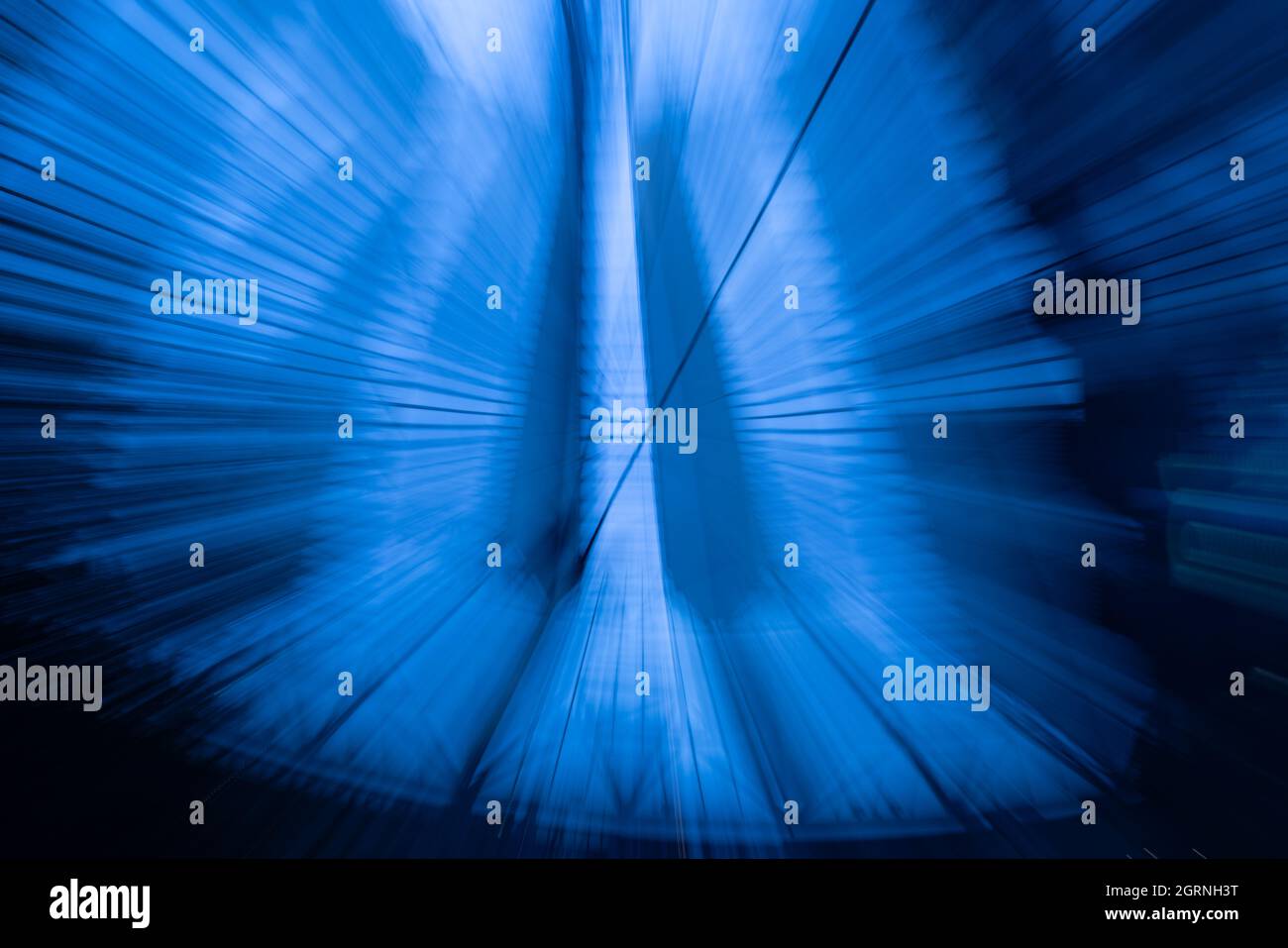 Architectural abstract in blue tones blending patterns and converging ...