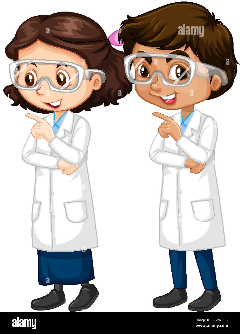 Boy and girl in science gown standing Stock Vector Image & Art - Alamy