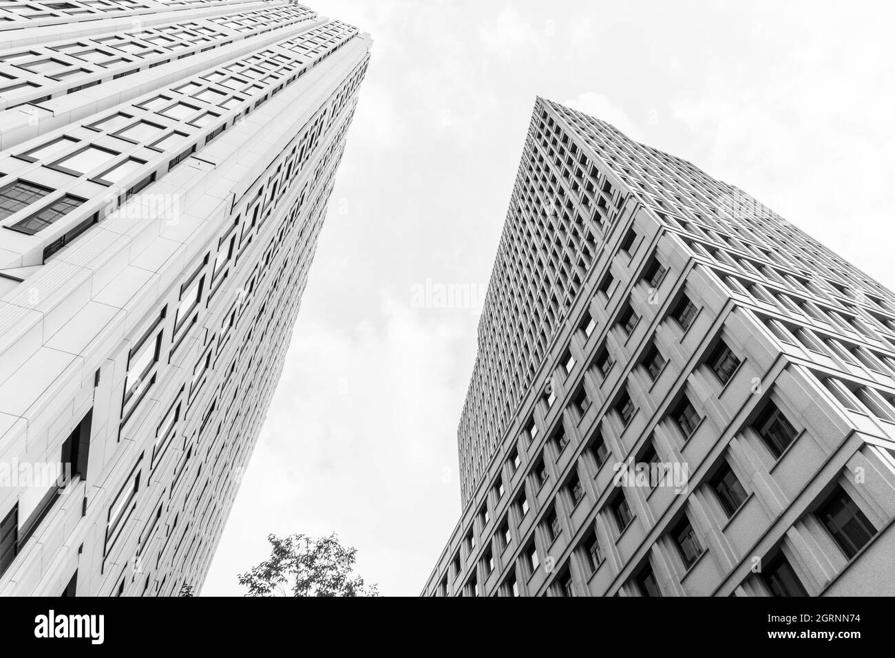 Berlin, Germany - September 25, 2017: Two buildings rising from street ...