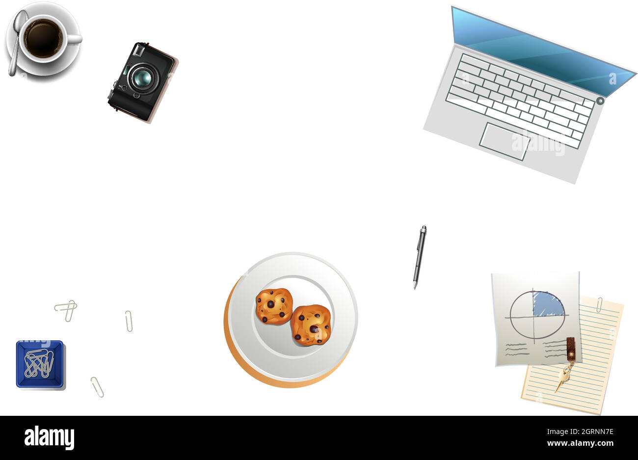 Top view of working table Stock Vector Image & Art - Alamy