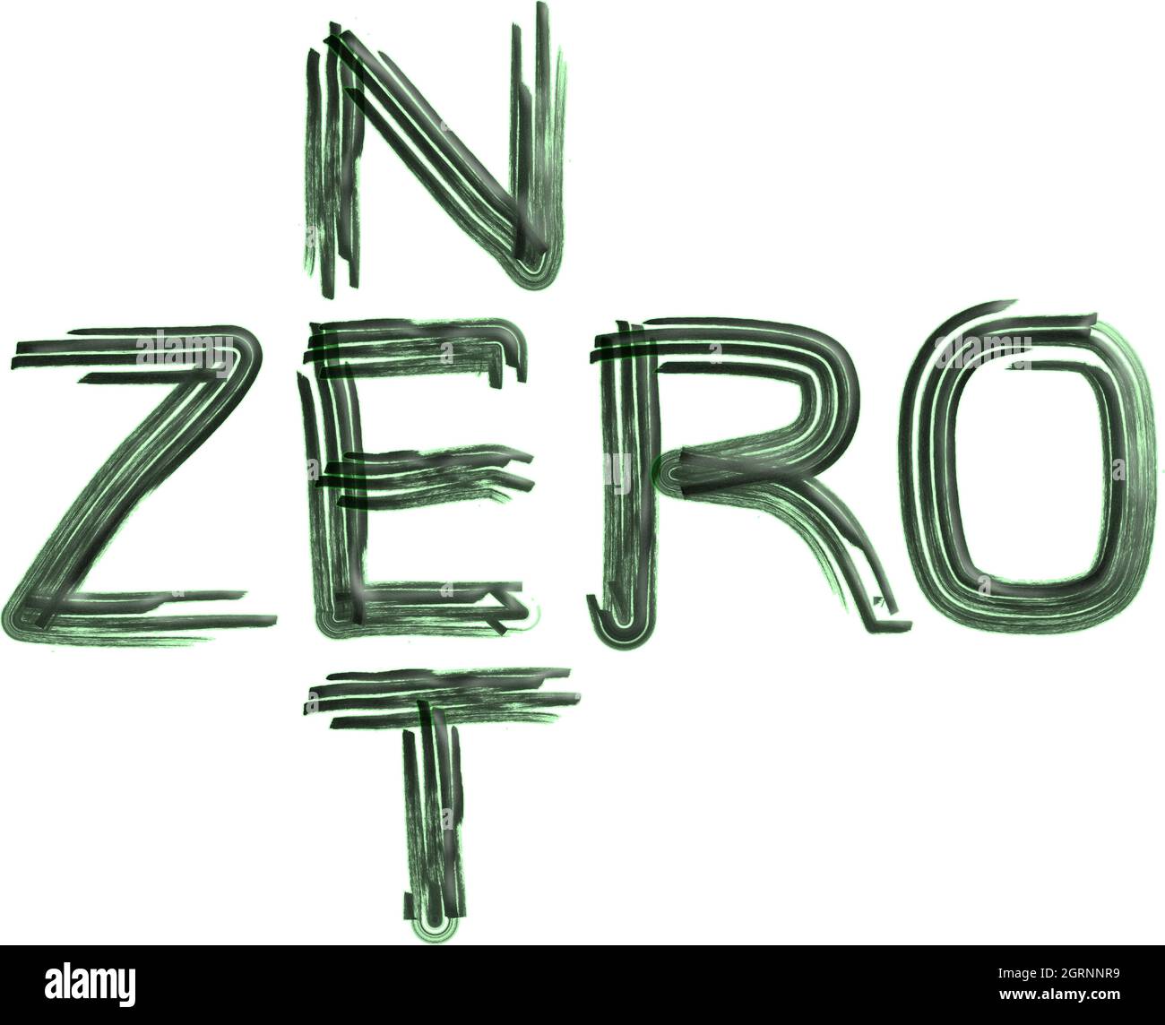 Net Zero, word in green text on shite background. Vector illustration ...