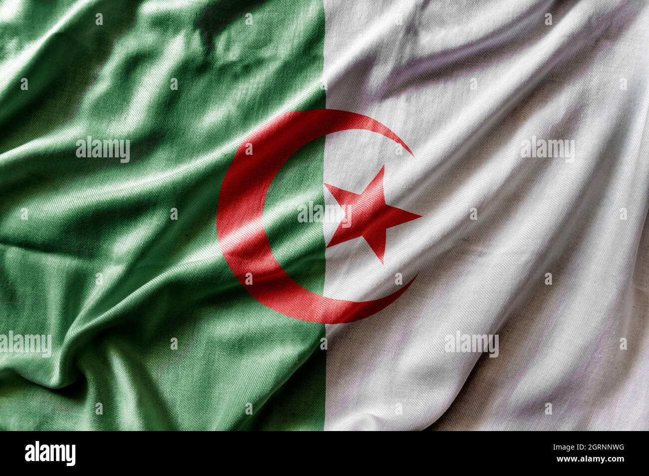 Waving detailed national country flag of Algeria Stock Photo - Alamy