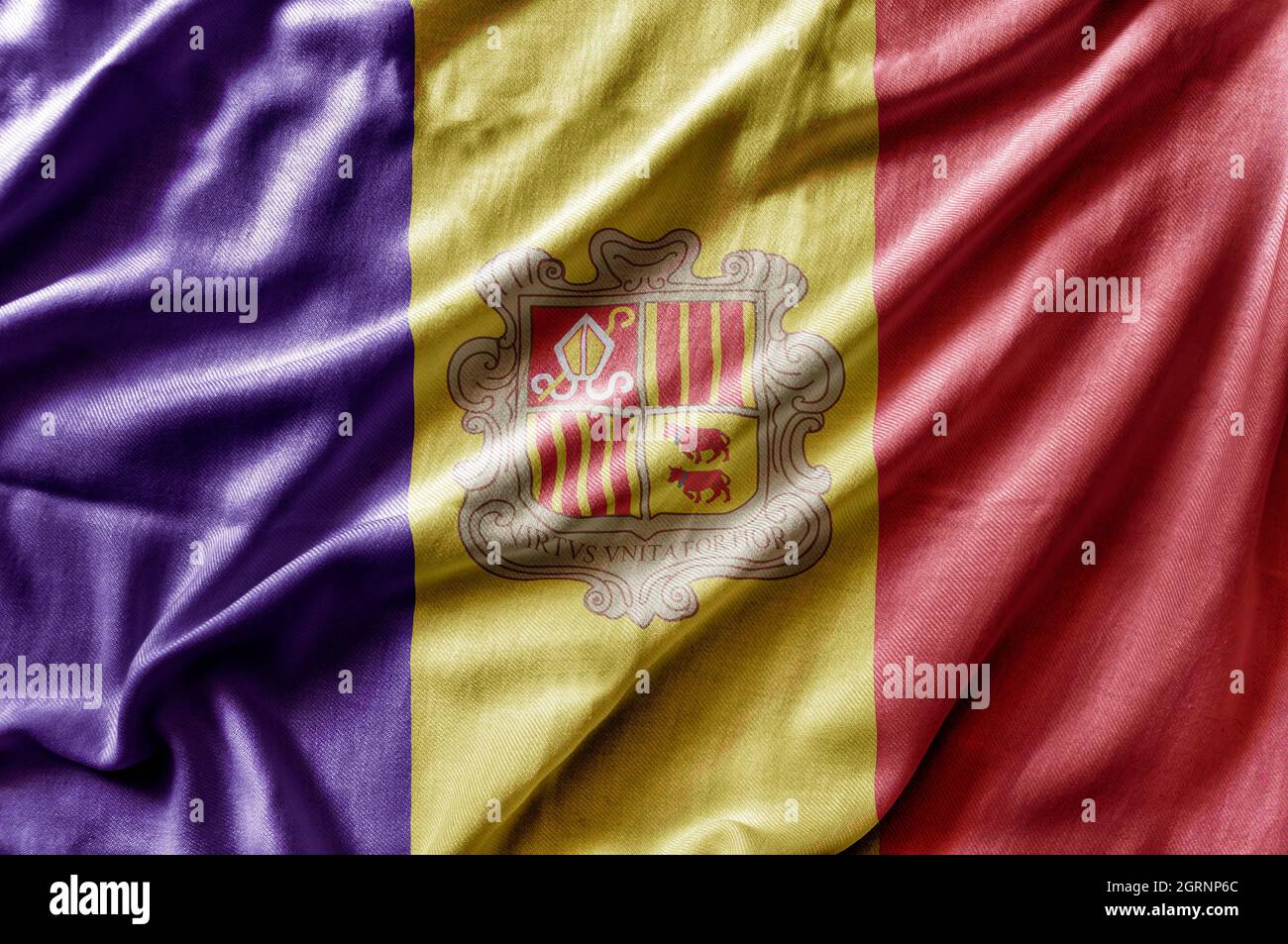 Waving detailed national country flag of Andorra Stock Photo - Alamy