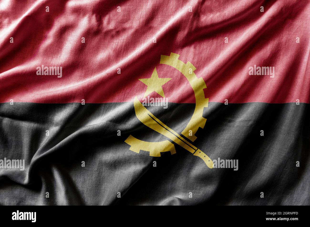 Waving detailed national country flag of Angola Stock Photo - Alamy