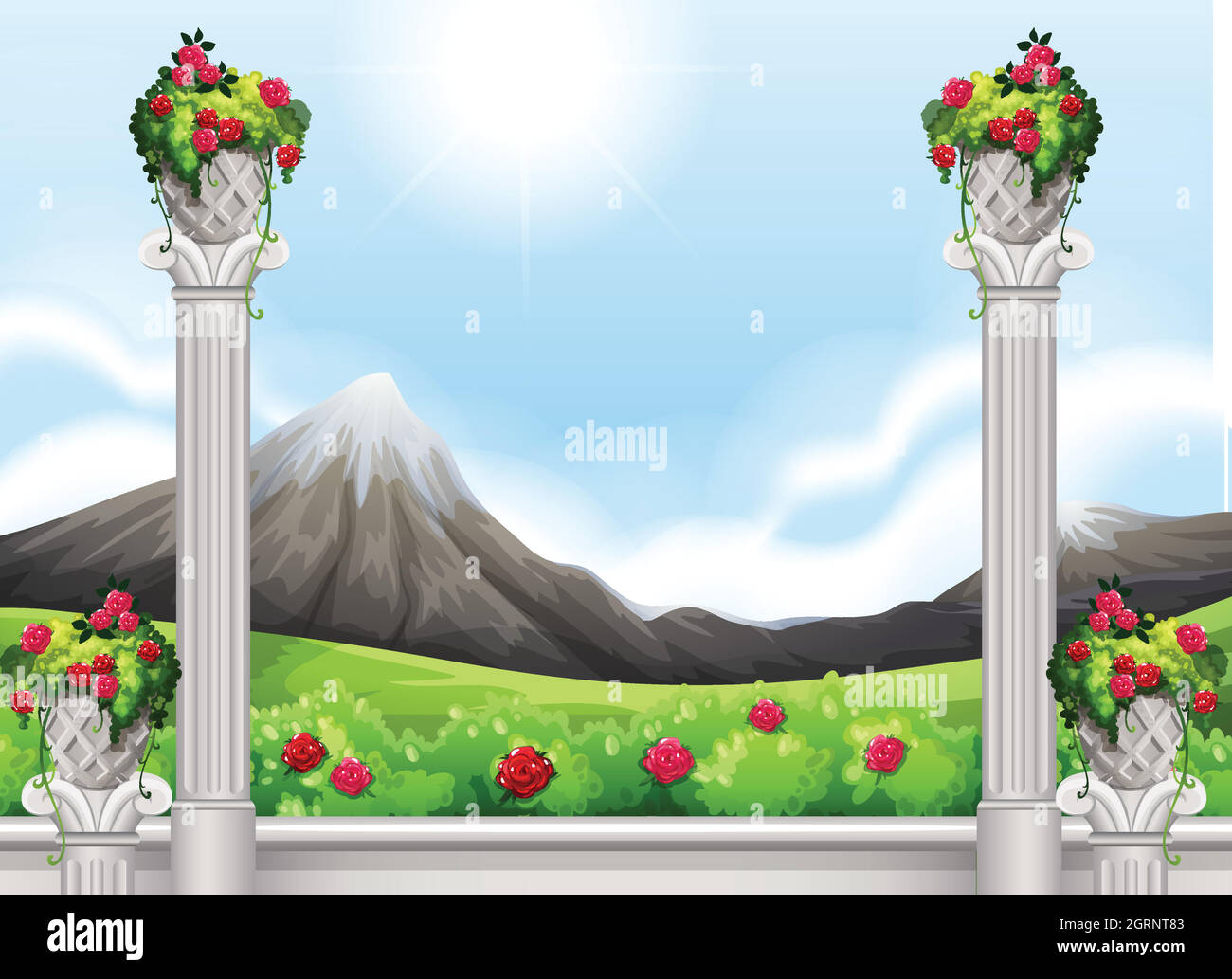 Floral mountain landscape Stock Vector Images - Alamy