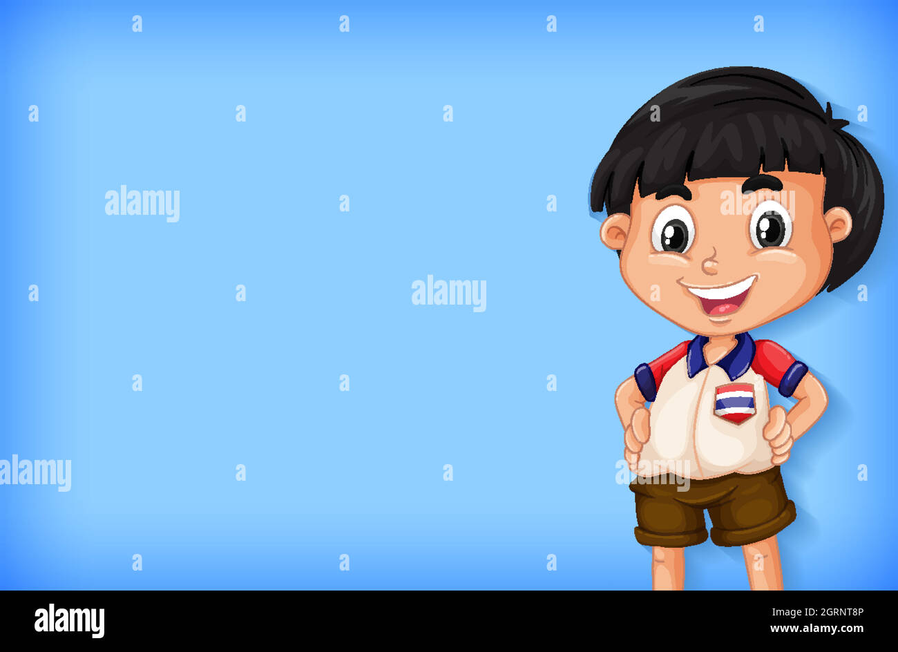 Background template design with plain color wall and happy boy Stock ...