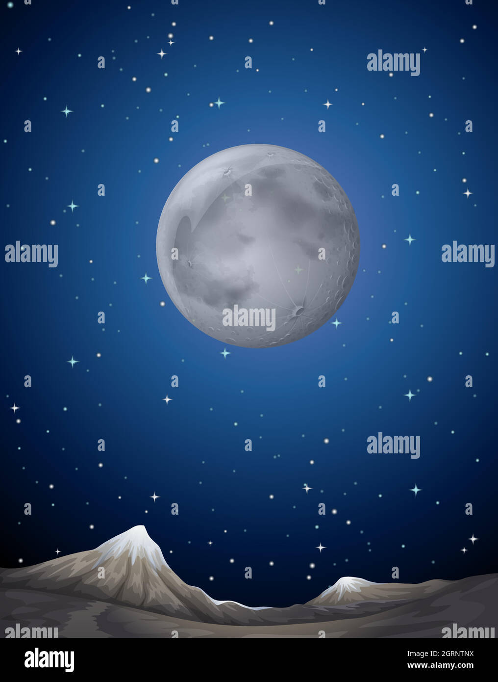 Scene with moon over the planet Stock Vector Image & Art - Alamy