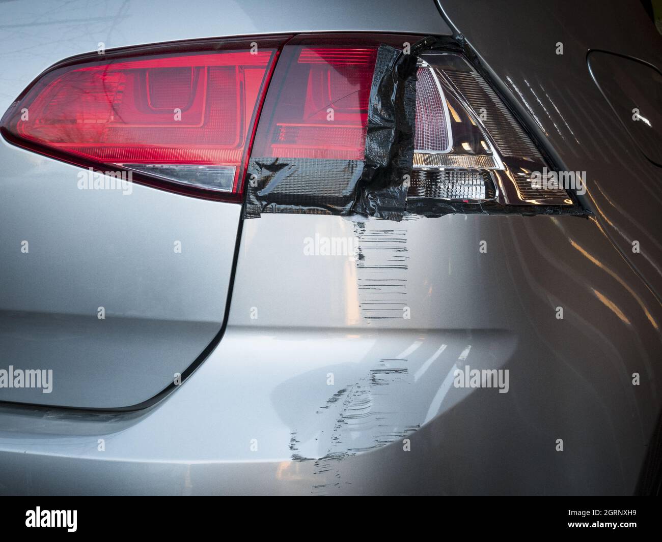 Damaged car in the rear part of the vehicle Stock Photo - Alamy