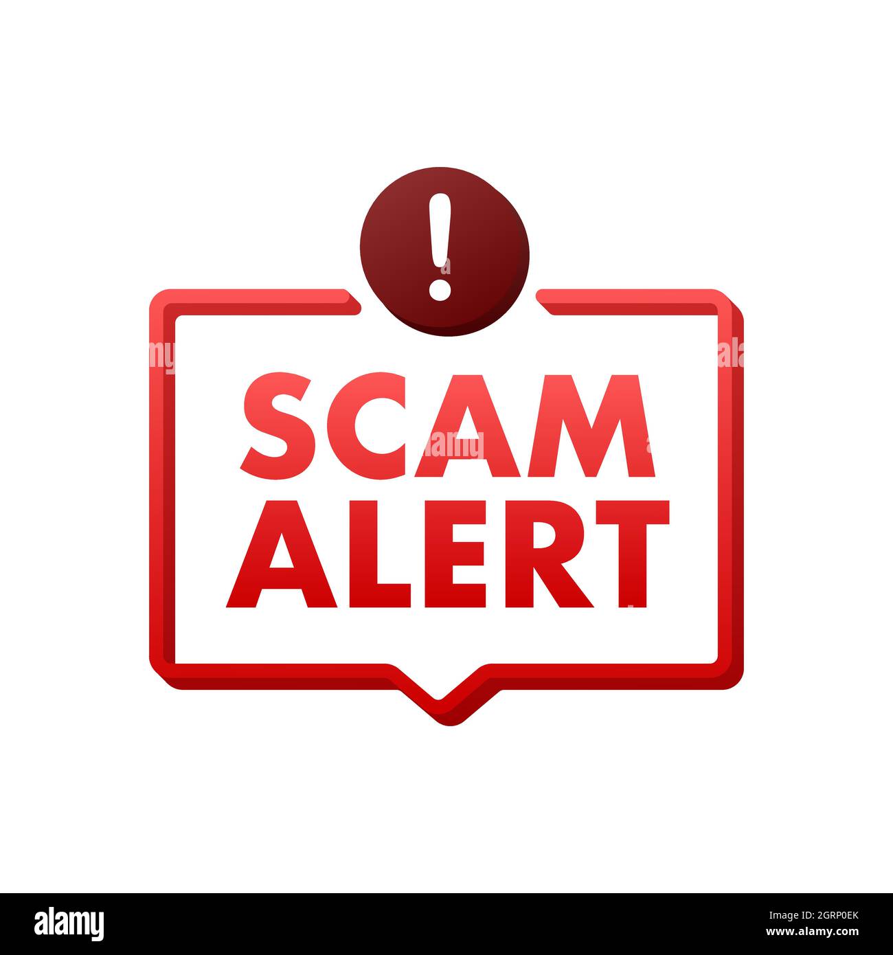 Banner with red scam alert. Attention sign. Cyber security icon ...