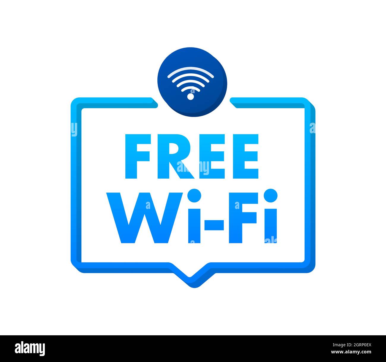 Free wifi zone blue icon. Free wifi here sign concept. Vector stock ...