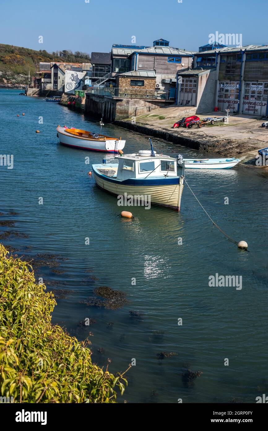 Boats moored in Batson Creek Salcombe, South Devon England Stock Photo ...