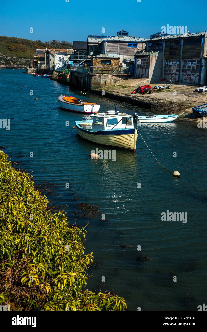 Boats moored in Batson Creek Salcombe, South Devon England Stock Photo ...