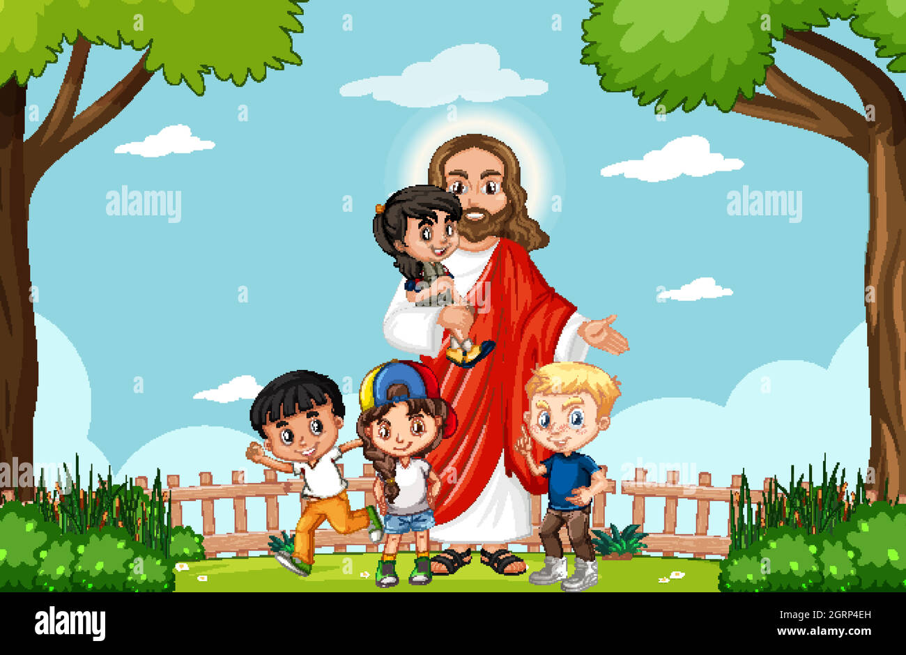 Jesus with kids in cartoon hi-res stock photography and images - Alamy