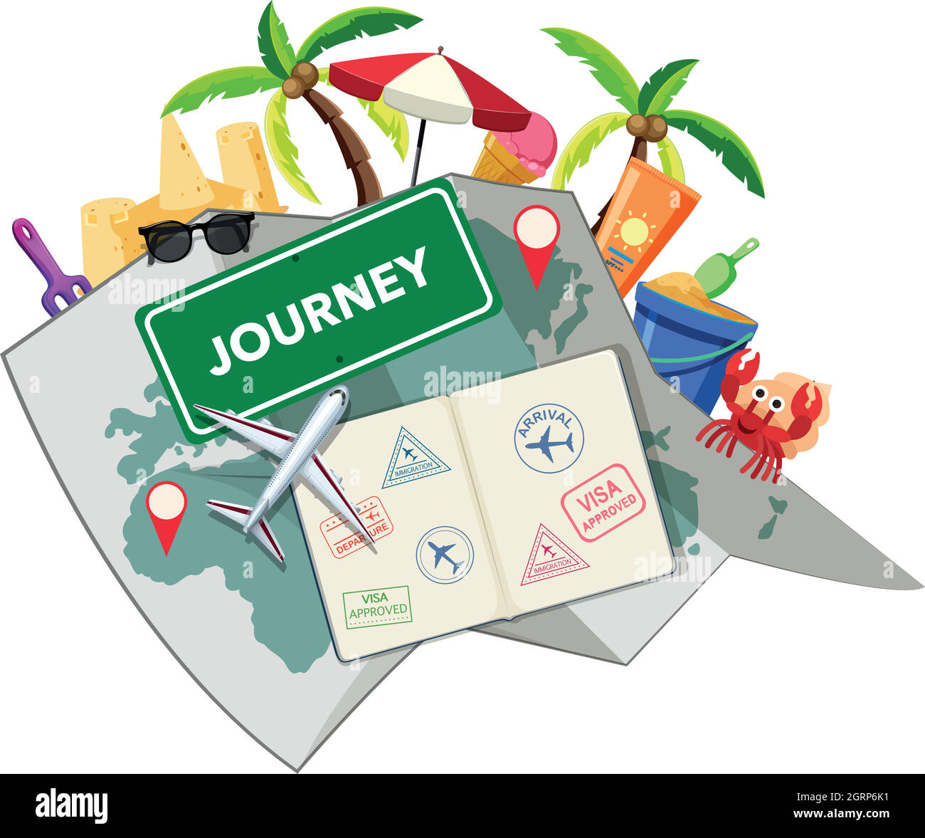 Journey time with beach object Stock Vector Image & Art - Alamy