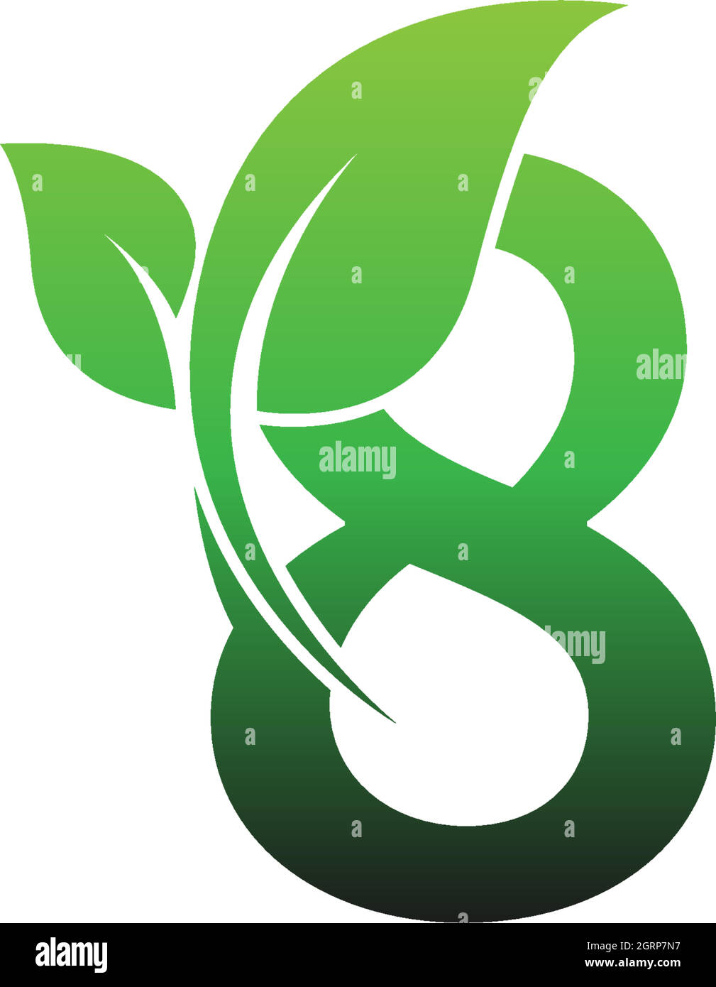 Number 8 with green leafs icon logo design template illustration Stock ...