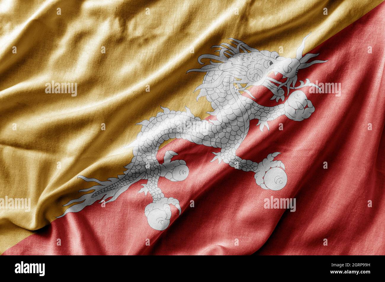Waving detailed national country flag of Bhutan Stock Photo - Alamy