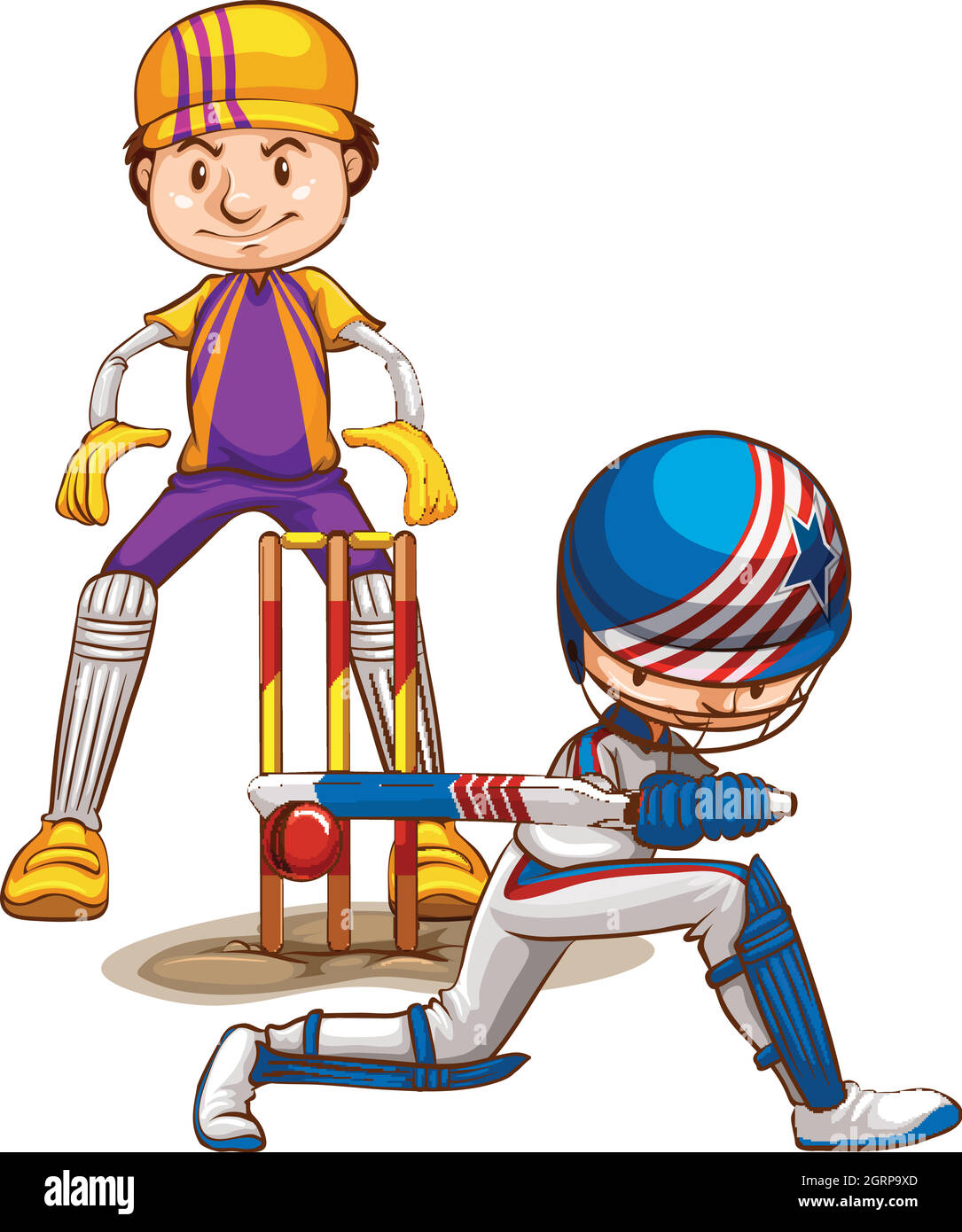 Kids Playing Cricket Cartoon