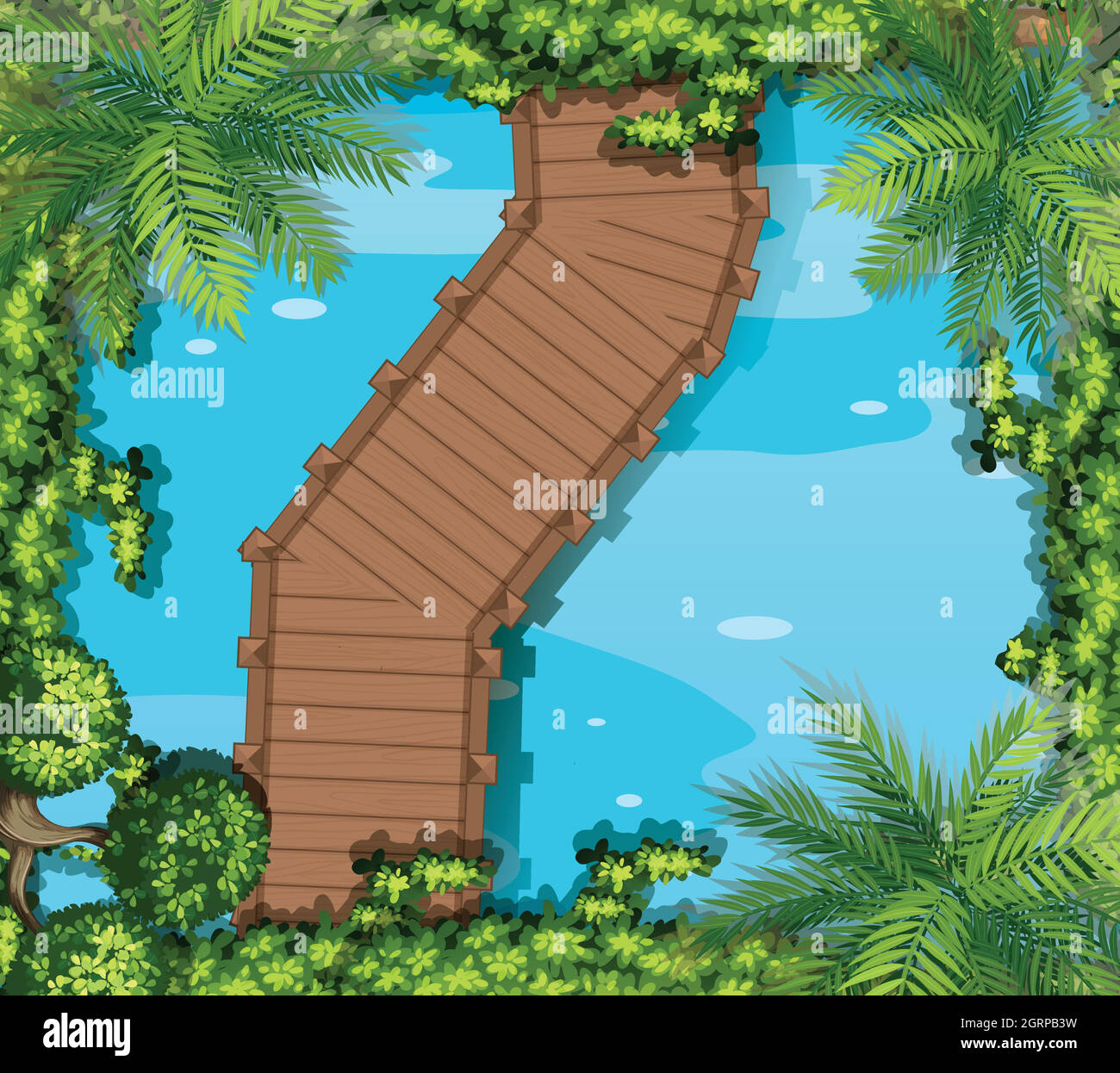 Top view of bridge and pond Stock Vector Image & Art - Alamy