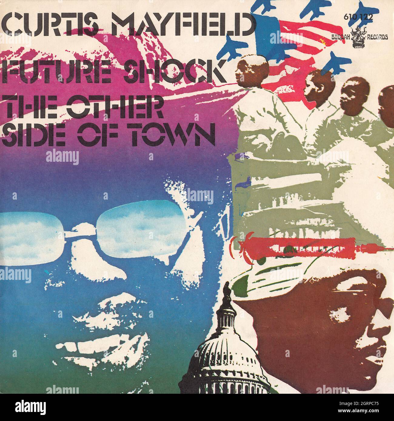 Curtis Mayfield - Future shock - The other side of town 45rpm - Vintage Vinyl Record Cover Stock ...