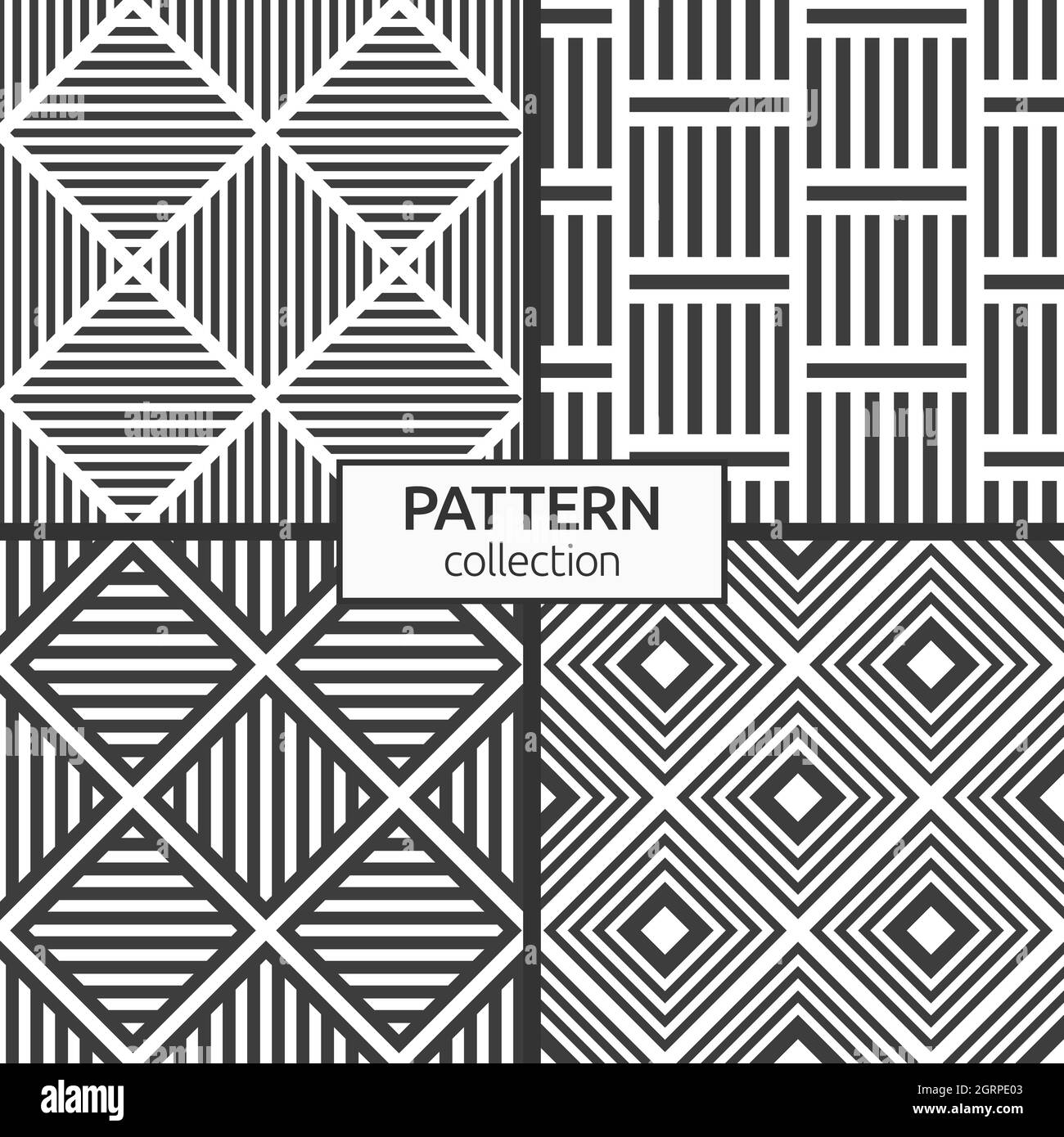 Set of four seamless patterns. Repeating ornaments, stripes lattice ...