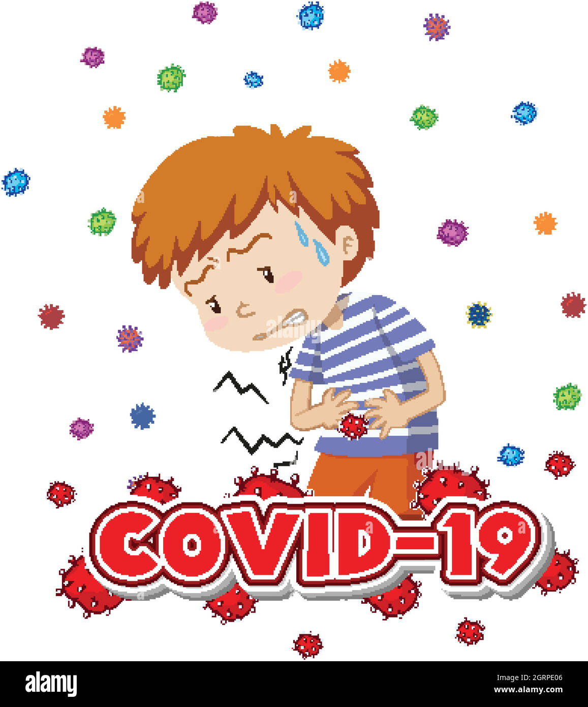 Poster design for coronavirus theme with sick boy Stock Vector Image ...