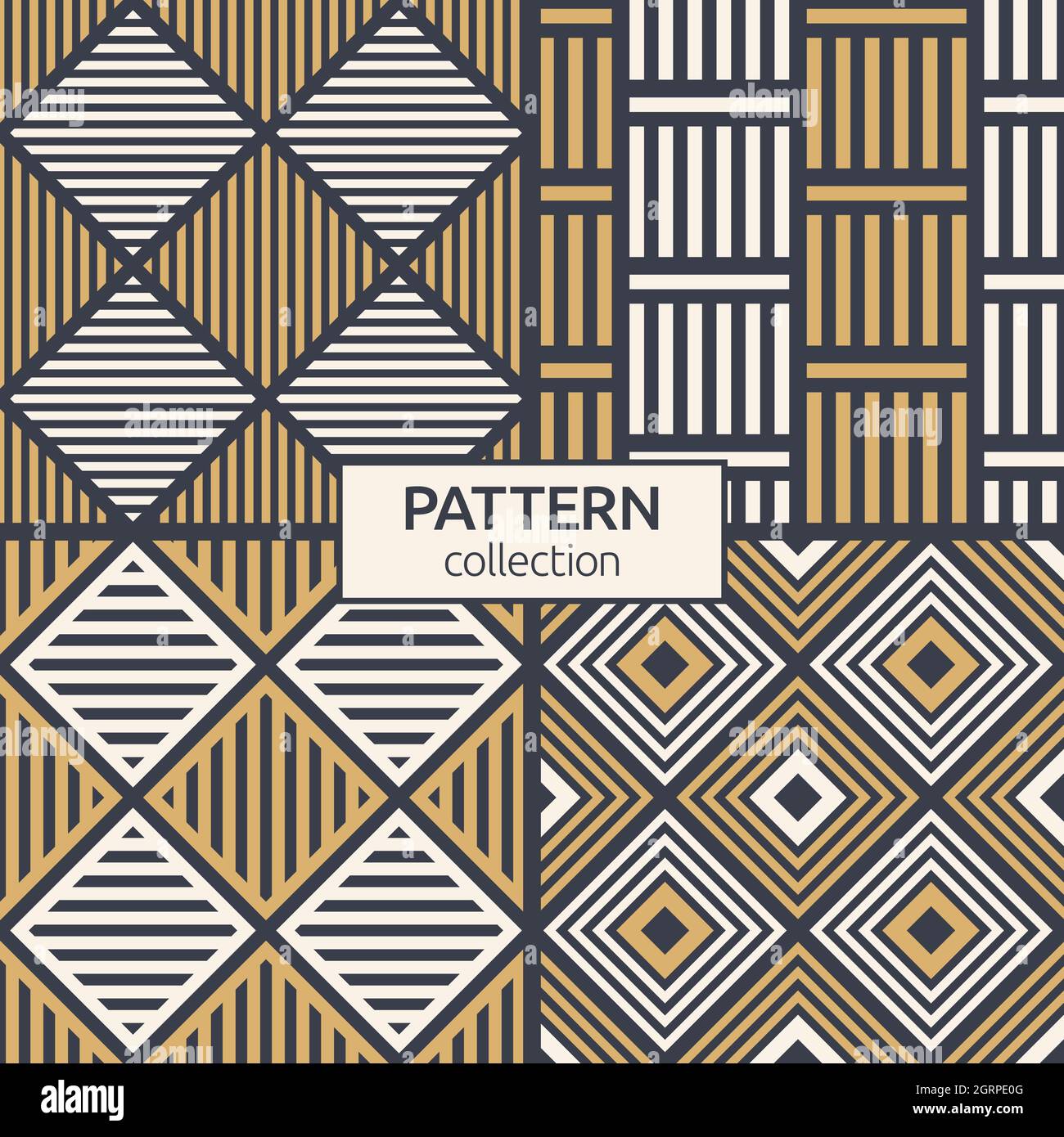 Set of four seamless patterns. Repeating ornaments, stripes lattice ...