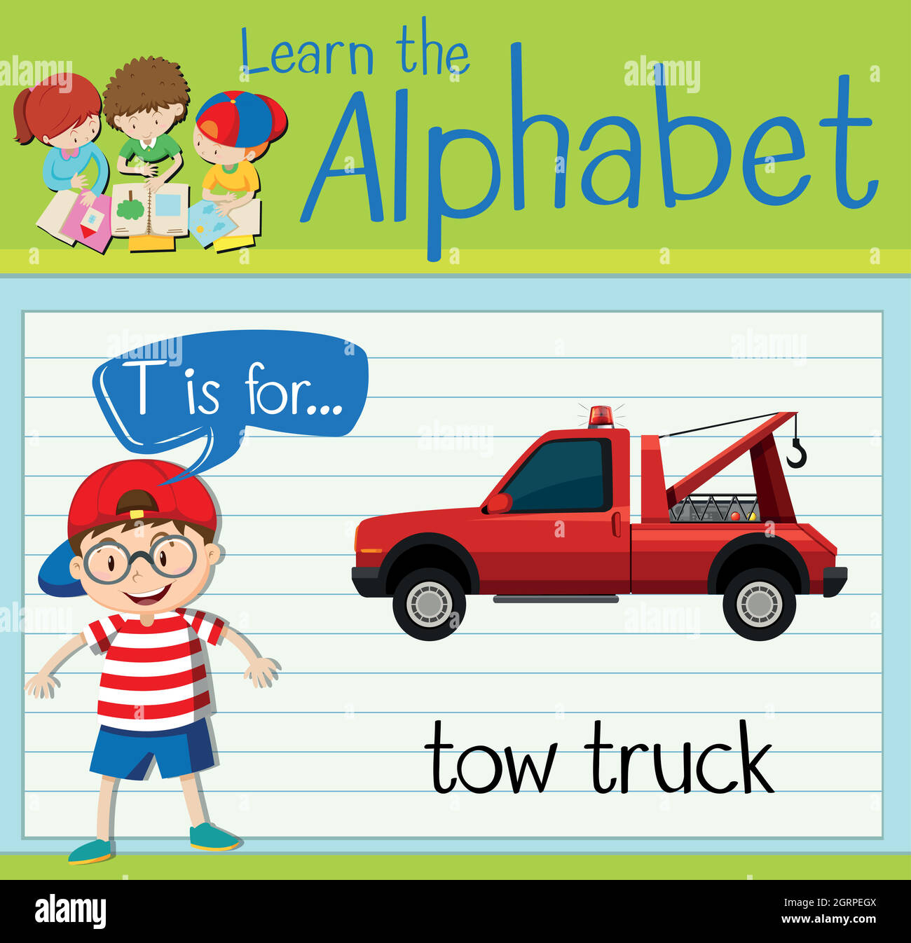 Flashcard letter T is for tow truck Stock Vector Image & Art - Alamy