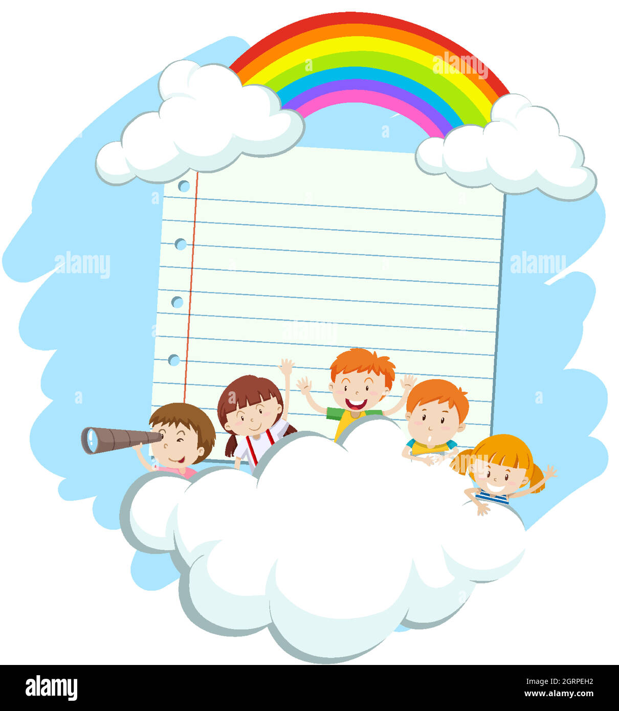 Frame template with happy kids in sky Stock Vector Image & Art - Alamy