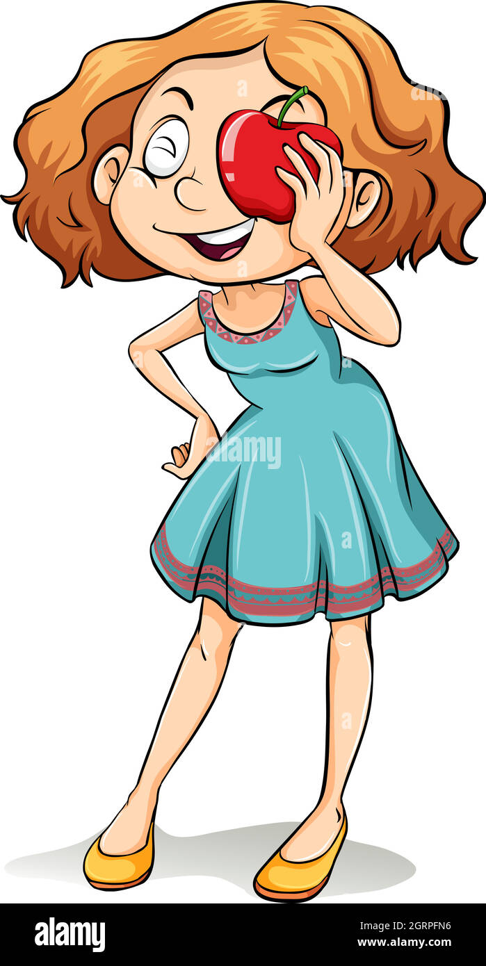 Girl with an apple Stock Vector Image & Art - Alamy