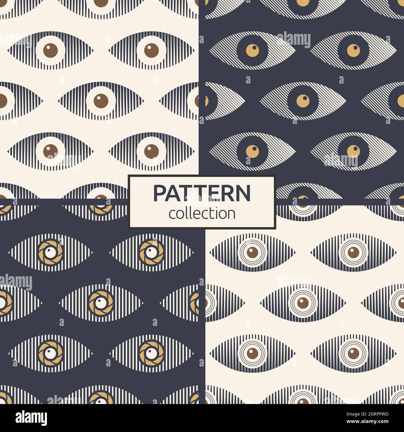 Set of four abstract seamless eyes patterns. Stylized eye shapes ...