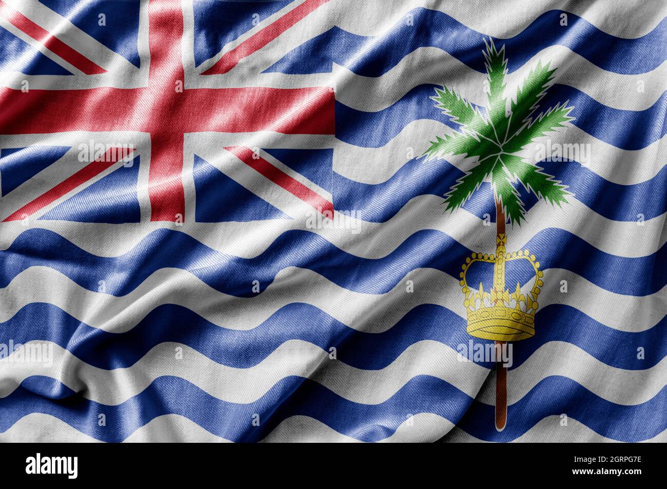 Waving detailed national country flag of British Indian Ocean Territory ...